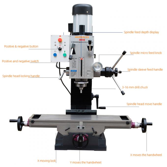 HUISN ZX45G Table Drilling Machine Power Feed Drilling And Milling Machines